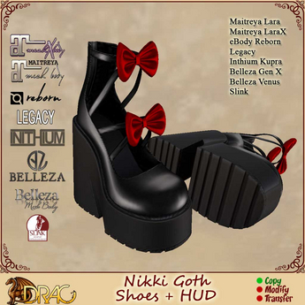 Second Life Marketplace - [Drac] Nikki Goth Shoes + HUD ... Maitreya ...